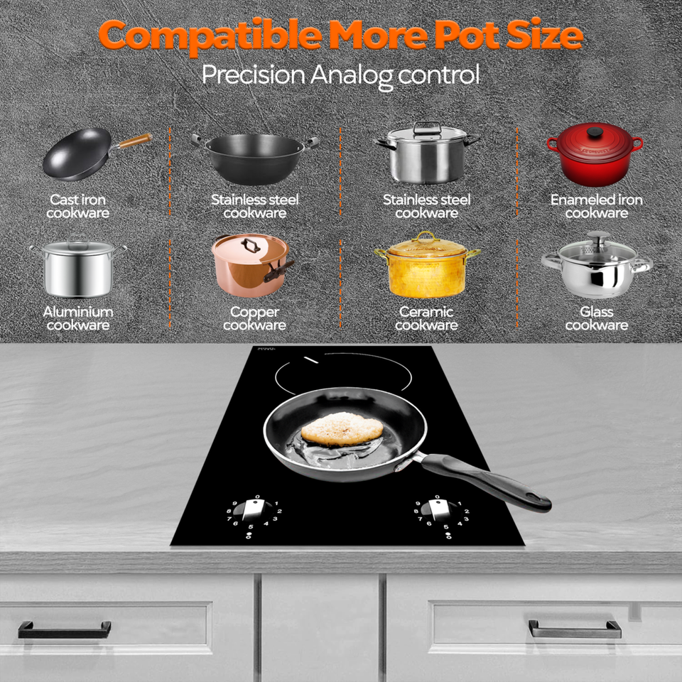 Ramblewood 2 Burner Electric Cooktop, 110V. EC2-27, UL rated German EGO ...