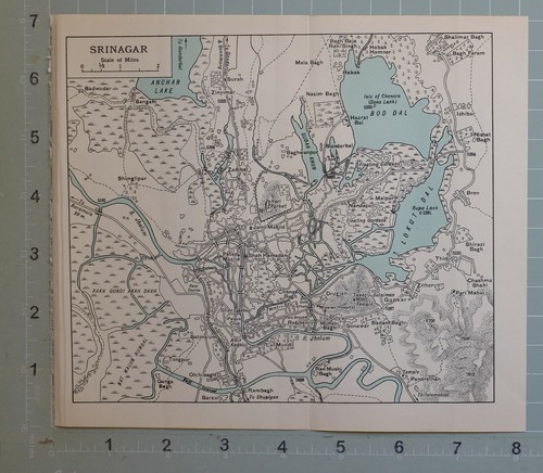 1955 Indien Indisch Pakistan Tourist Landkarte Srinagar City Plan ...