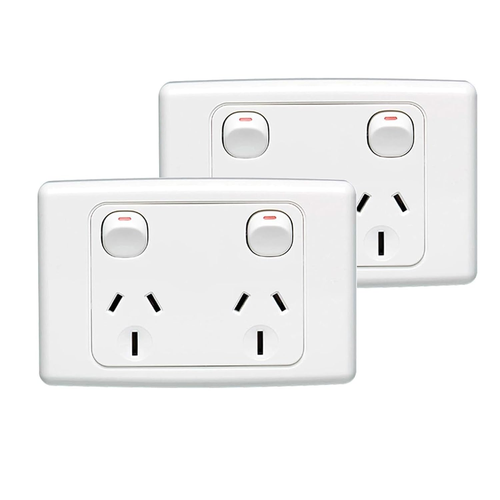 2 Pieces Double Power Point GPO Outlet, Dual Wall Socket Outlet, 250V ...
