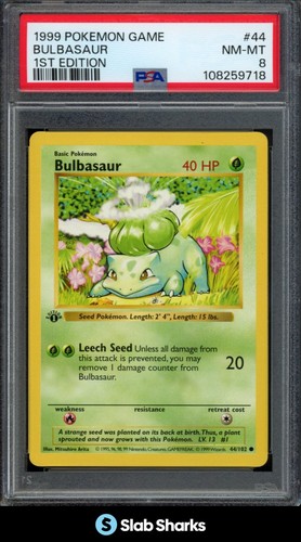 1999 POKEMON BASE SET 1ST EDITION #44/102 BULBASAUR PSA 8 | eBay