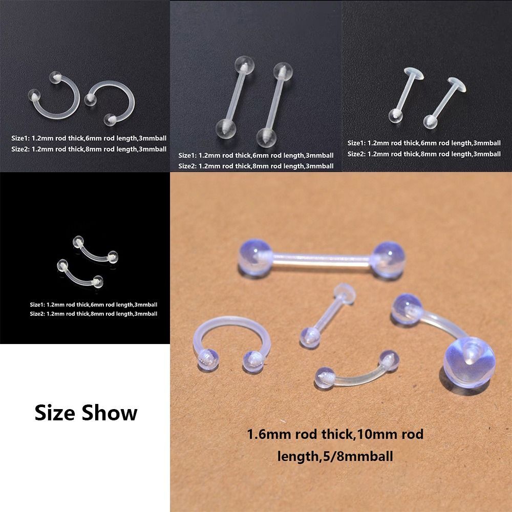 Clear Acrylic Piercing Retainer Transparent Lip Ring Lip Ear Nose ...