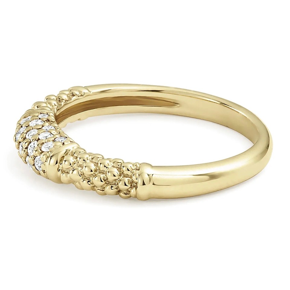 LAGOS Caviar Gold Diamond Stack Ring in 18K Yellow Gold Size 7 | eBay