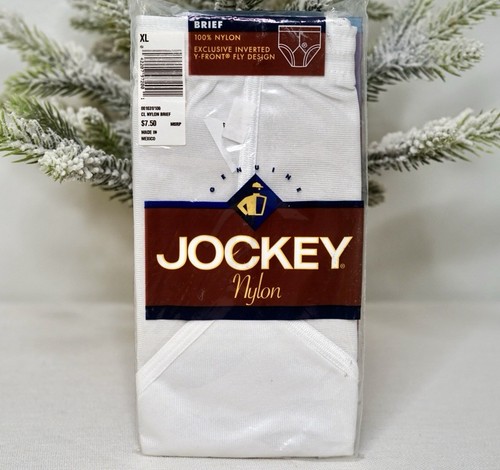 1998 VTG Jockey Brief Inverted Y-Front Fly White Nylon #1031 Size XL 40 ...
