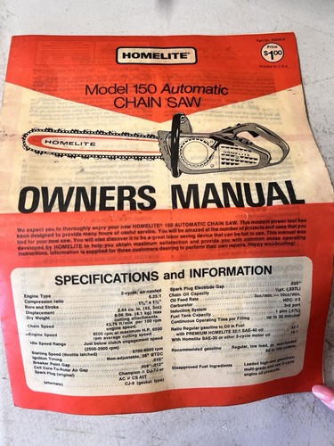 Homelite Model 150 Automatic Chain Saw with Case | eBay