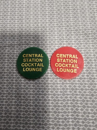 Central Station Cocktail Lounge Plastic Token Lot of 2 – Green & Red | eBay