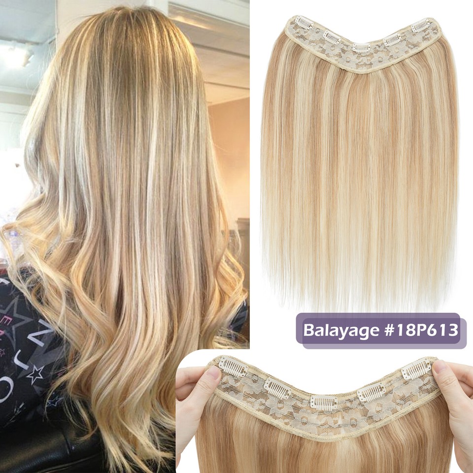 V Shape Clip In 100% Human Hair Extensions Russian Remy Onepiece Full ...