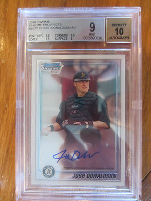 2010 BOWMAN CHROME PROSPECT JOSH DONALDSON ON CARD AUTOGRAPH GRADED 9 ...