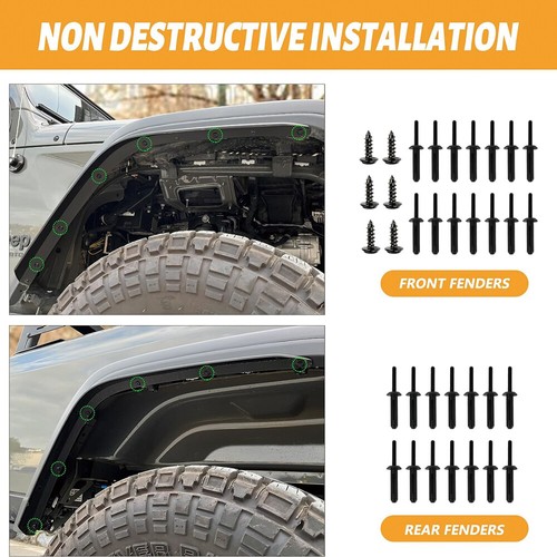 Black Fender Flares Extensions 4pc For Jeep Gladiator JT 2020 - 2024 ...