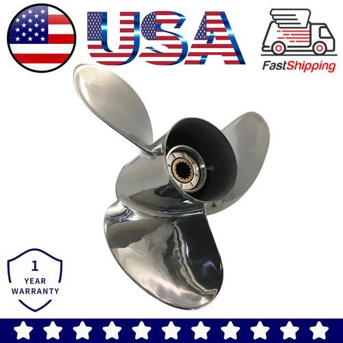 Stainless Steel Outboard Propeller 14X17 For Suzuki DF50-140HP 15 Tooth ...