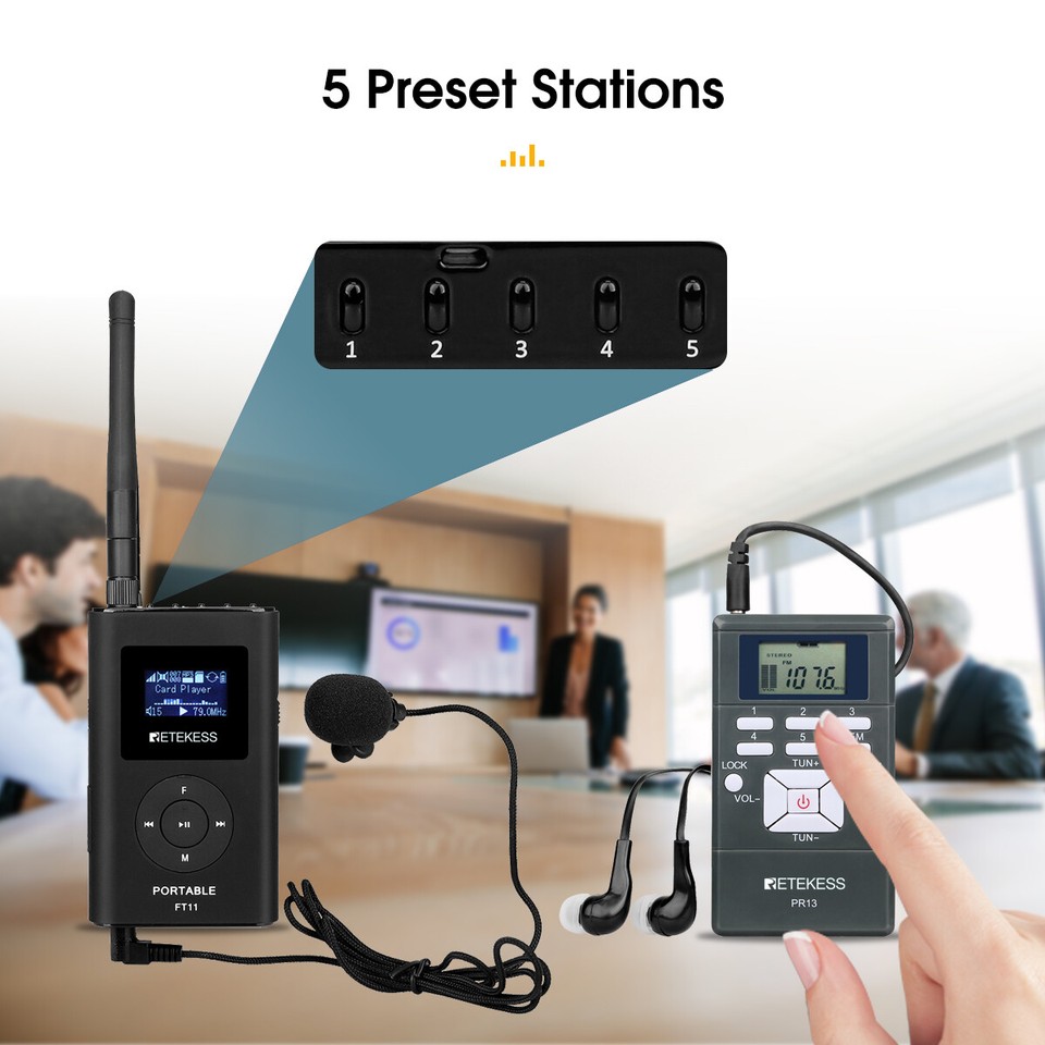 Wireless Assisted Listening Audio Tour Guide System Mic Transmitter 20 ...
