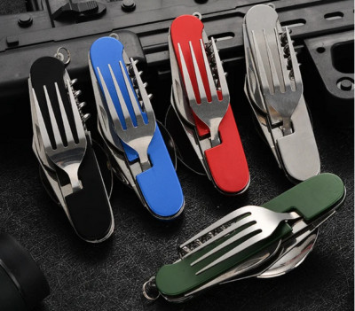EDC Camping Travel Hobo Multi-tool Camp Tableware Folding Knife Fork ...