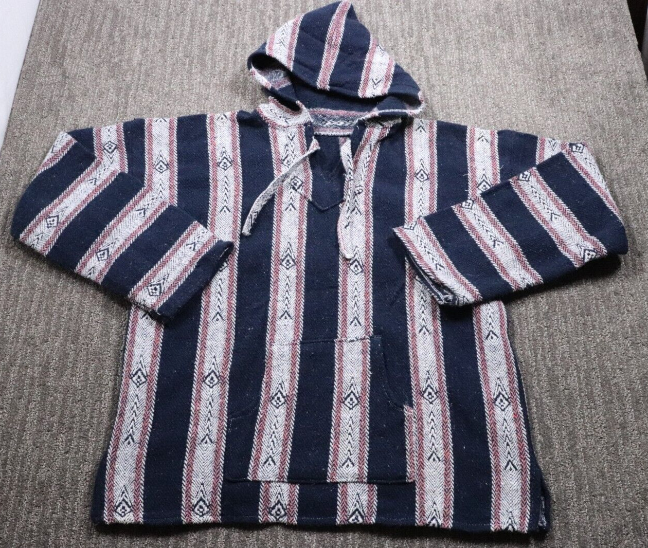 Jerga Baja Drug Rug Hoodie Southwestern Geometric Str… - Gem