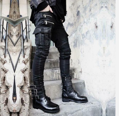 Punk Rock Mens Fashion Black Zip Gothic Hip-hop Denim DJ pencil Pants ...