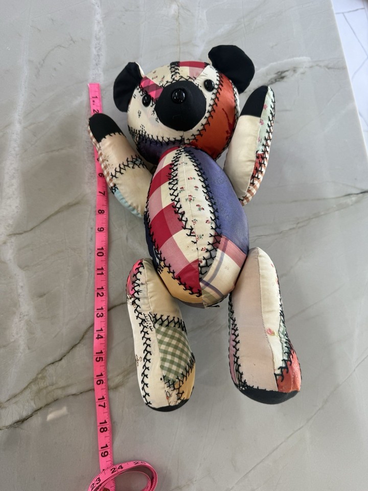 Handmade Patchwork Teddy Bear 18" | Original Sharon Rea Embroidered ...