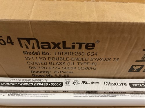 New (25) Maxlite 24" Linear T8 Coated LED Bulbs L9T8DE250-CG4 Direct ...