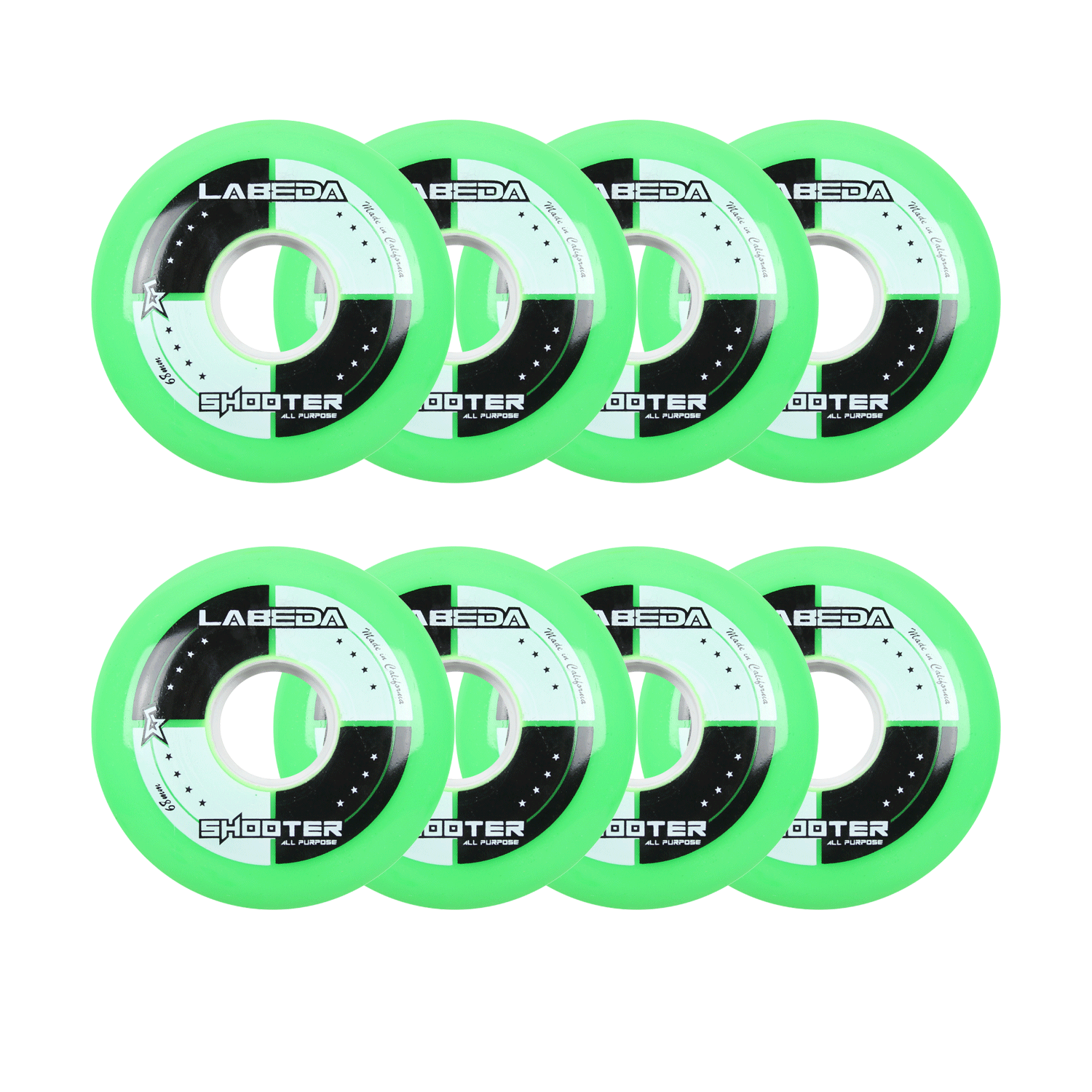 Labeda Shooter Inline Roller Hockey Wheels GREEN 68mm 8 Pack Bones Reds ...