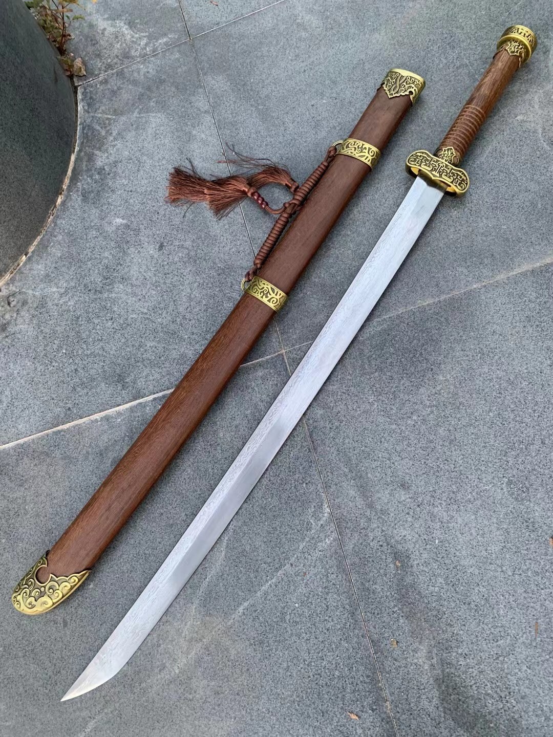 HandMade Broadsword Sword DaDao Sharp Damascus Steel Blade Full Tang ...