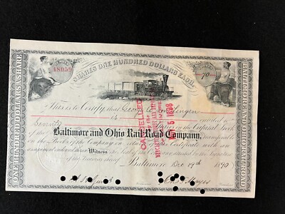 1890 Baltimore and Ohio Railroad Company Stock Certificate | eBay