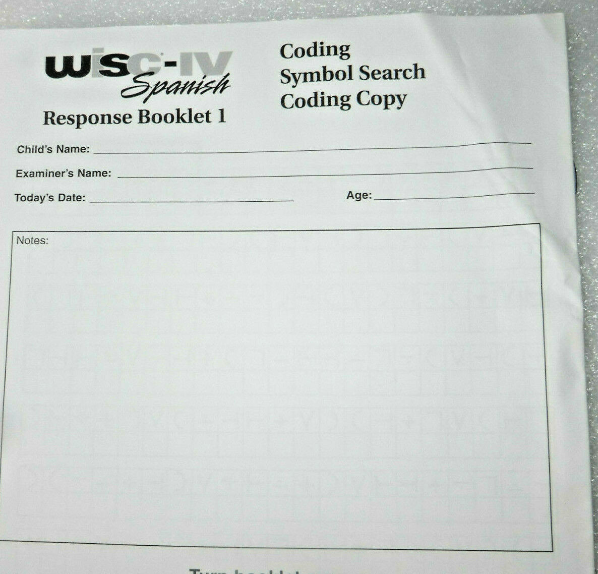 WISC-IV SPANISH Coding Symbol Search Coding Copy Response Booklet 1 | eBay
