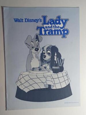 WALT DISNEY ANIMATED MOVIE LADY AND THE TRAMP PRESSBOOK 1980 FRAMEABLE ...