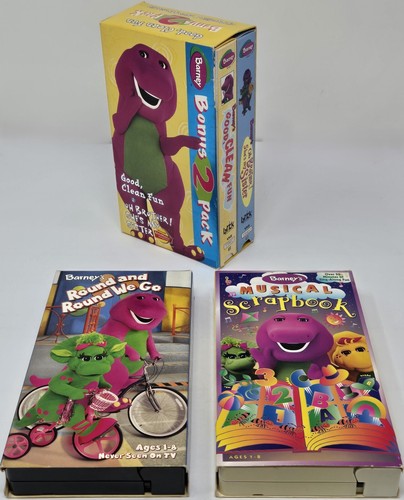 Barney VHS Lot: Bonus 2 Pack Good Clean Fun & Round We Go & Musical ...