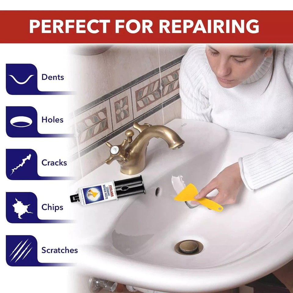 Bath White Enamel Repair Kit Fix Scratch Crack Chip Ceramic Sink Tub ...