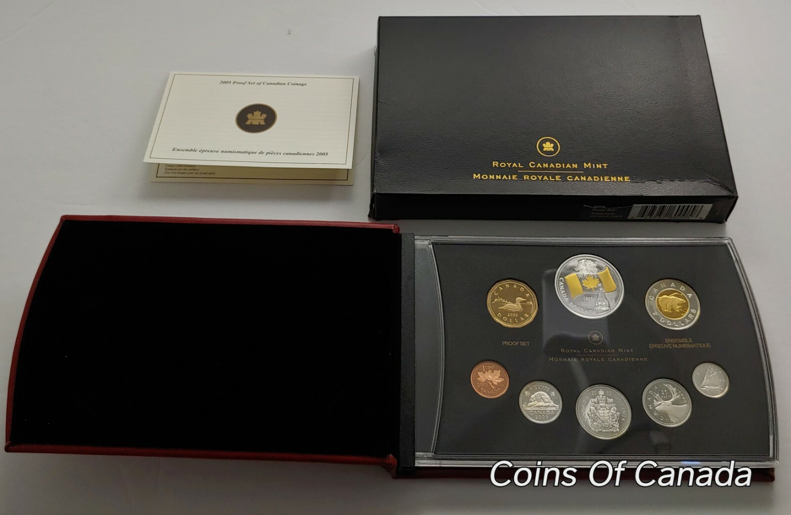 2005 Canada 8 Coin Silver PROOF Set w/ Gold Plated Silver Dollar # ...