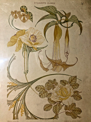 ART NOUVEAU FLOWERS, A&C DESIGNS, BY RENE BEAUCLAIR DEKORATIVE ...