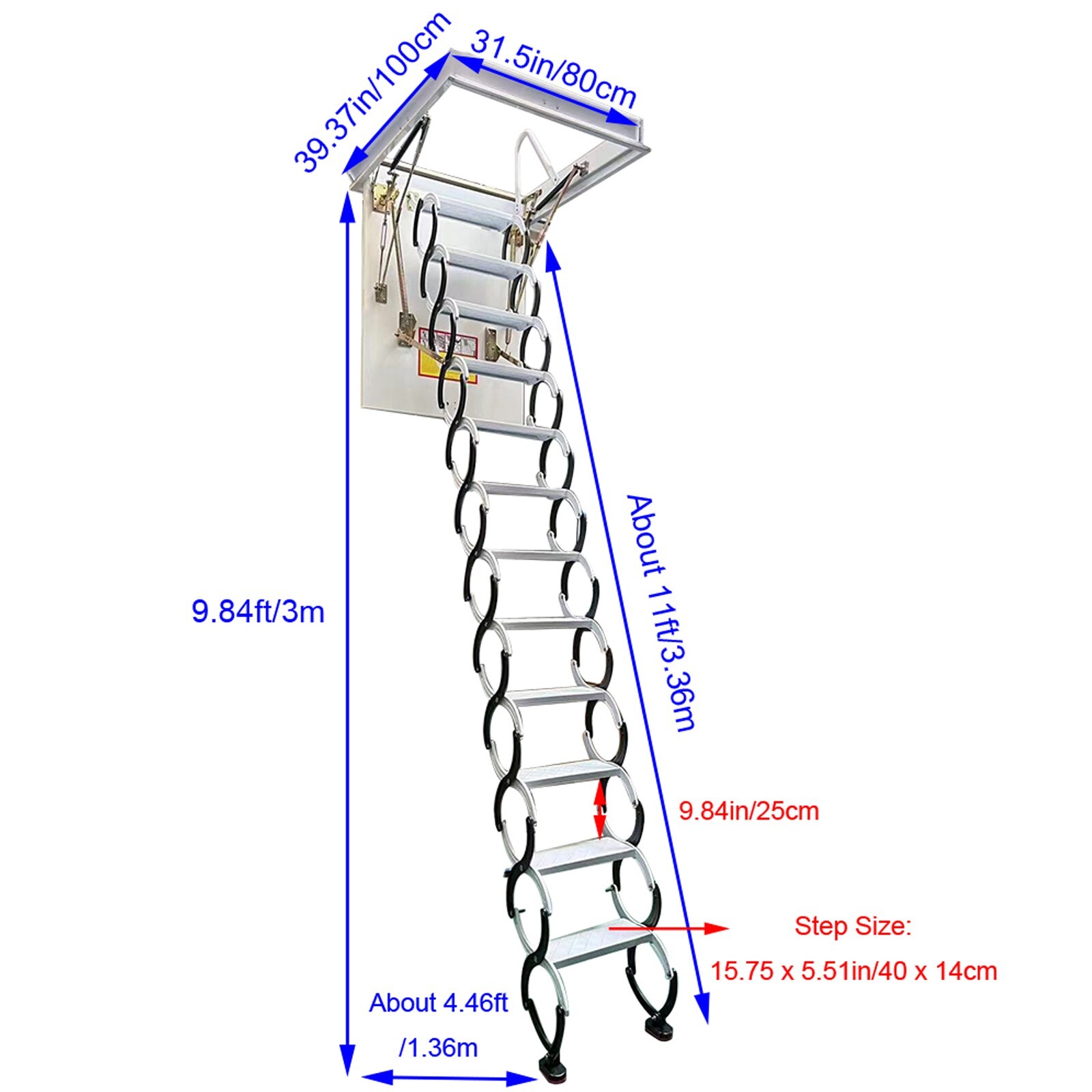 Concealed Attic Retractable Ladder 31.5'' x 39.37'' Ceiling Pull-down ...