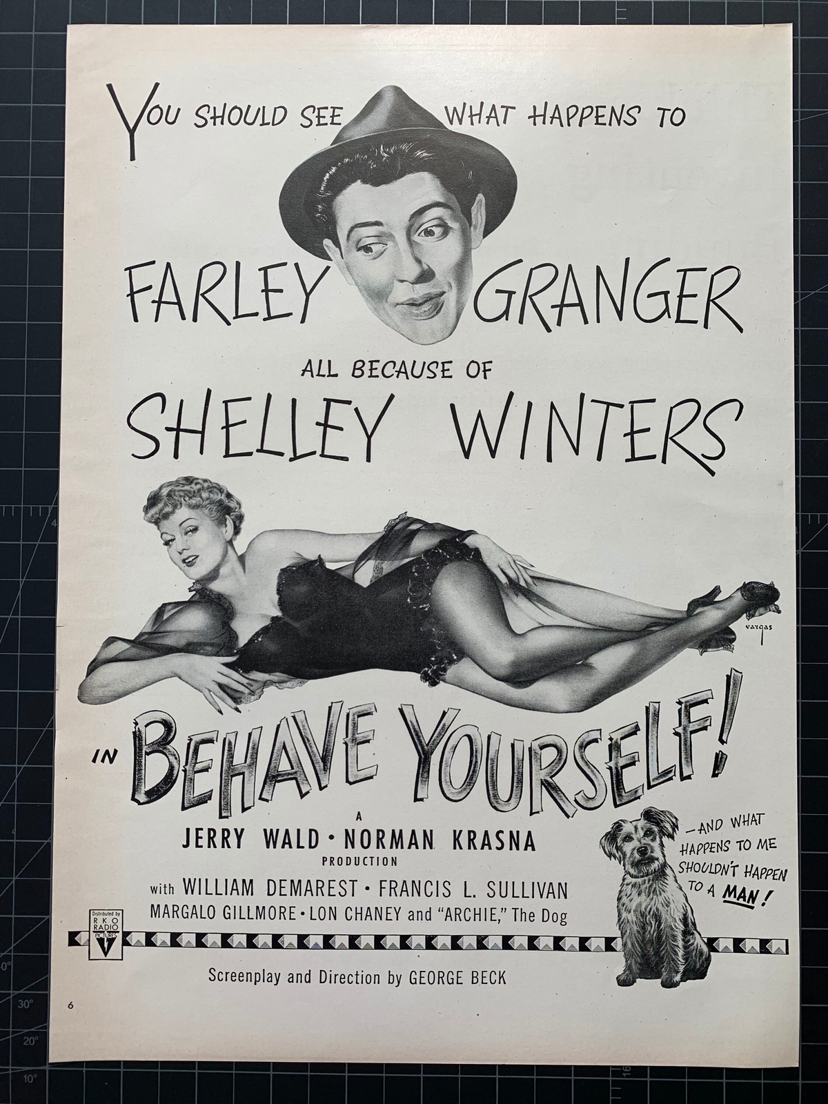 Vintage 1951 “Behave Yourself” Film Print Ad - Farley Granger - Shelly Winters | eBay