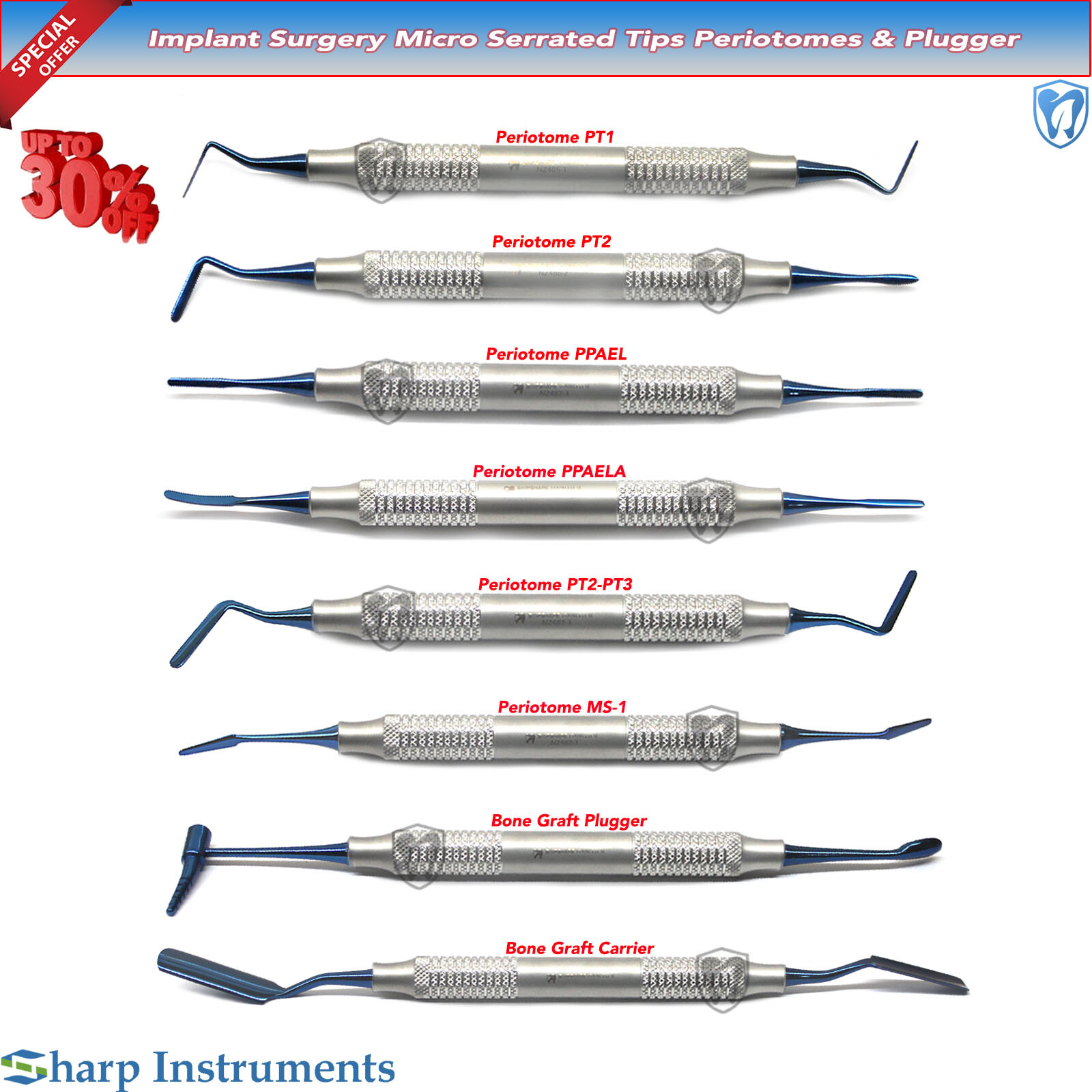 Set Of 8 Pcs Periotomes Periodontal Dental Ligament Implant Surgery ...