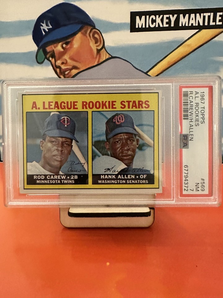 1967 Topps #569 A.L. Rookies w/ Rod Carew RC Rookie HOF Hank Allen PSA ...