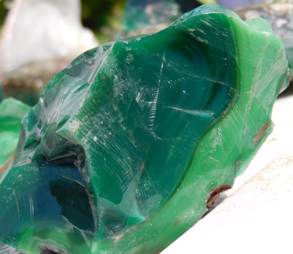 9.8oz Light/Dark Green Pretty Antique Recycled Slag Glass from ...