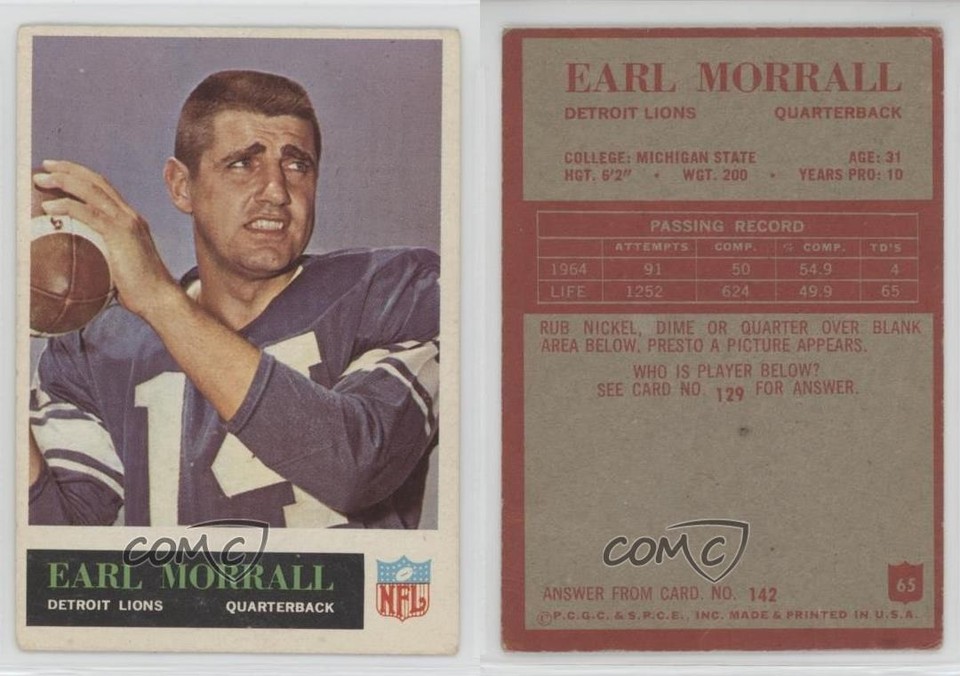 1965 Philadelphia Earl Morrall #65 1q2l | eBay