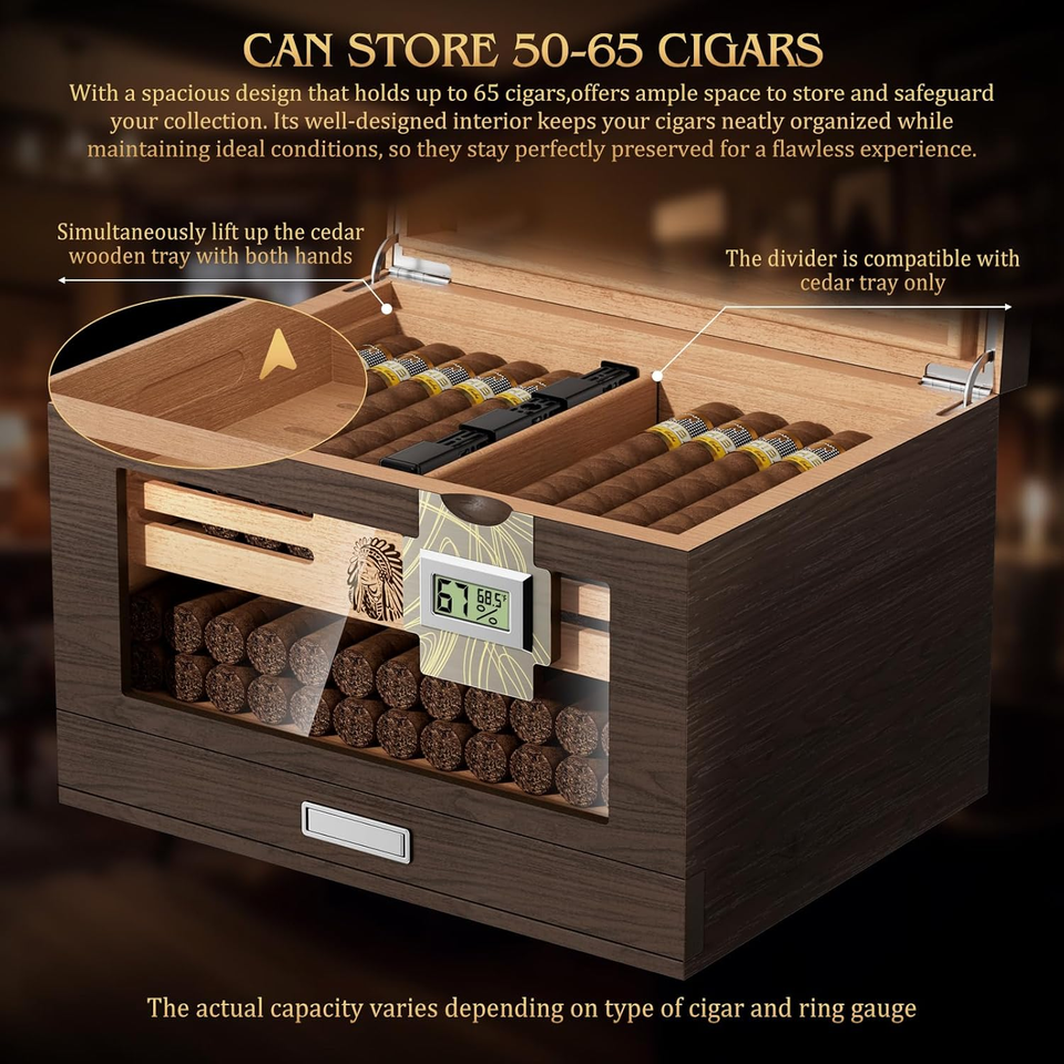 Cedar Cigar Humidor Set with Digital Hygrometer & Travel Tube | eBay