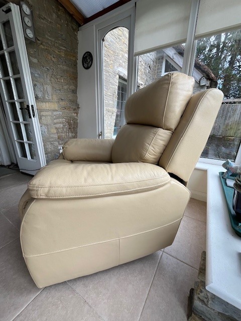 DFS cream leather electric recliner chair | eBay UK
