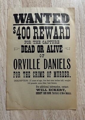Wanted: Dead or Alive - Production Made Prop Wanted Poster! COA! Steve ...