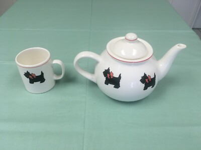 Vintage Ceramic Scottish Terrier Coffee or Teapot with Cup Cook Line ...