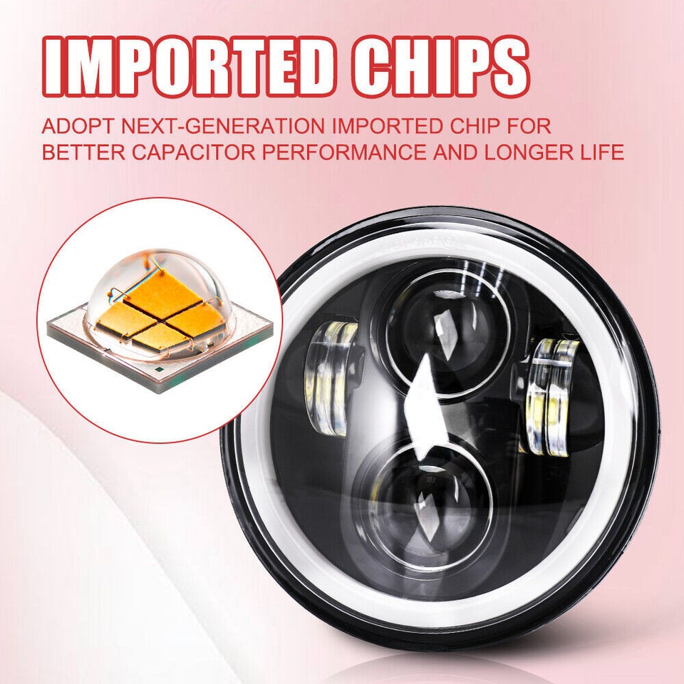 4PCS 5 3/4" 5.75 Projector round LED Headlights Sealed Beam Halo Ring ...