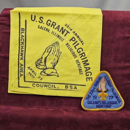 BSA Vintage Lot Neckerchief & Patch 23rd Annual 1977 Galena's Religious ...