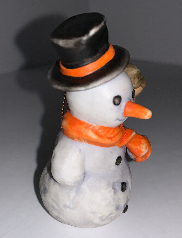 GOEBEL Bisque Snowman with Orange Scarf & Nose & Boy Christmas Ornament ...