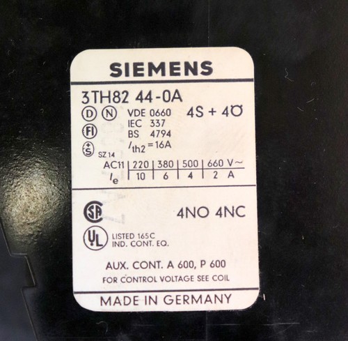 SIEMENS Schütz 44E 3TH8244-0A 4S + 4Ö 4NO + 4NC Steuerspannung 220V ...