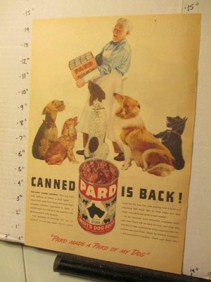 newspaper ad 1947 PARD Swift dog food tin can collie cocker spaniel ...