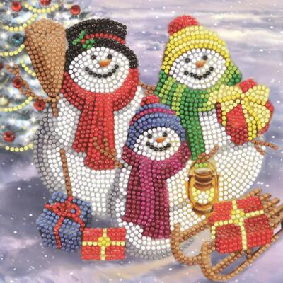 Crystal Art diamond painting card kit; Snowman Family Fun | eBay