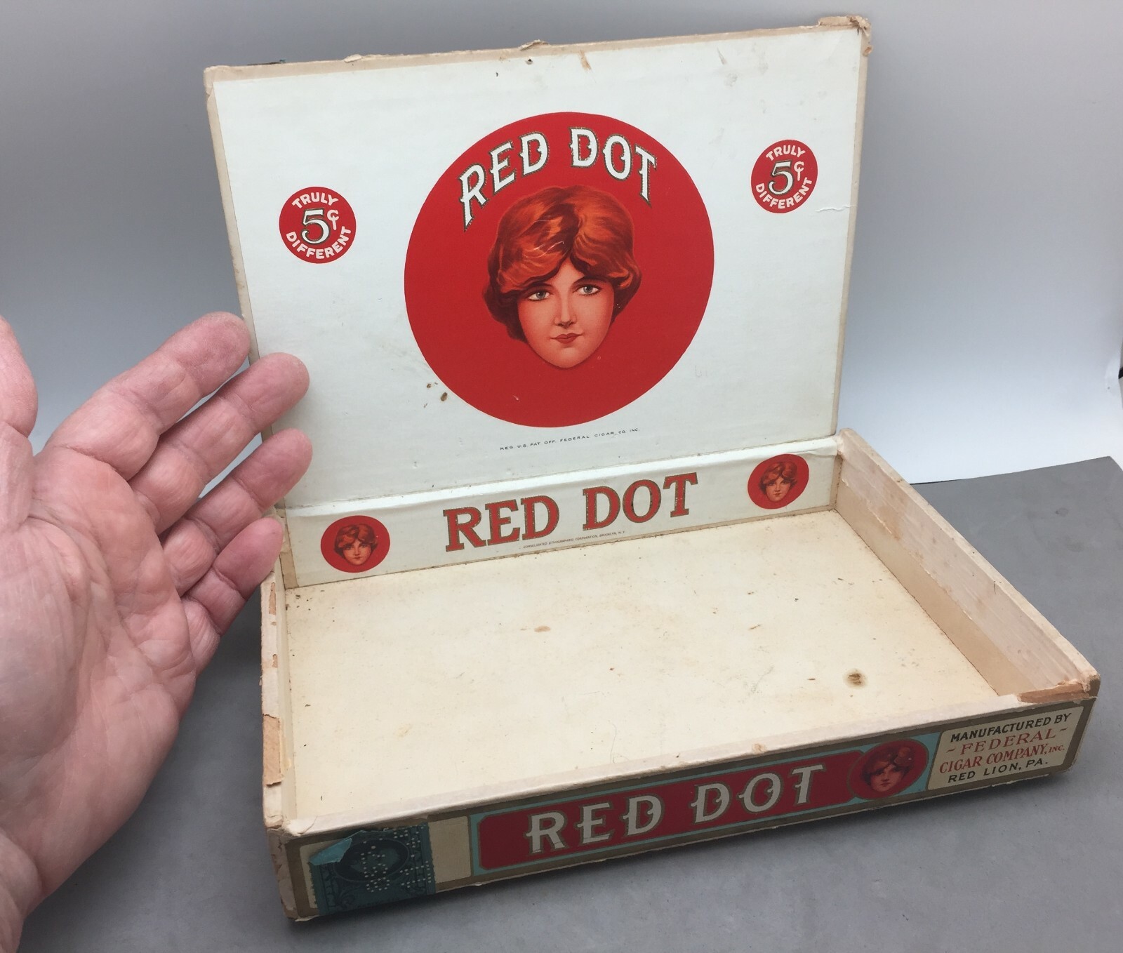 Red Dot Truly Different Cigar Box Red Lion PA Vintage Red Hair Girl ...