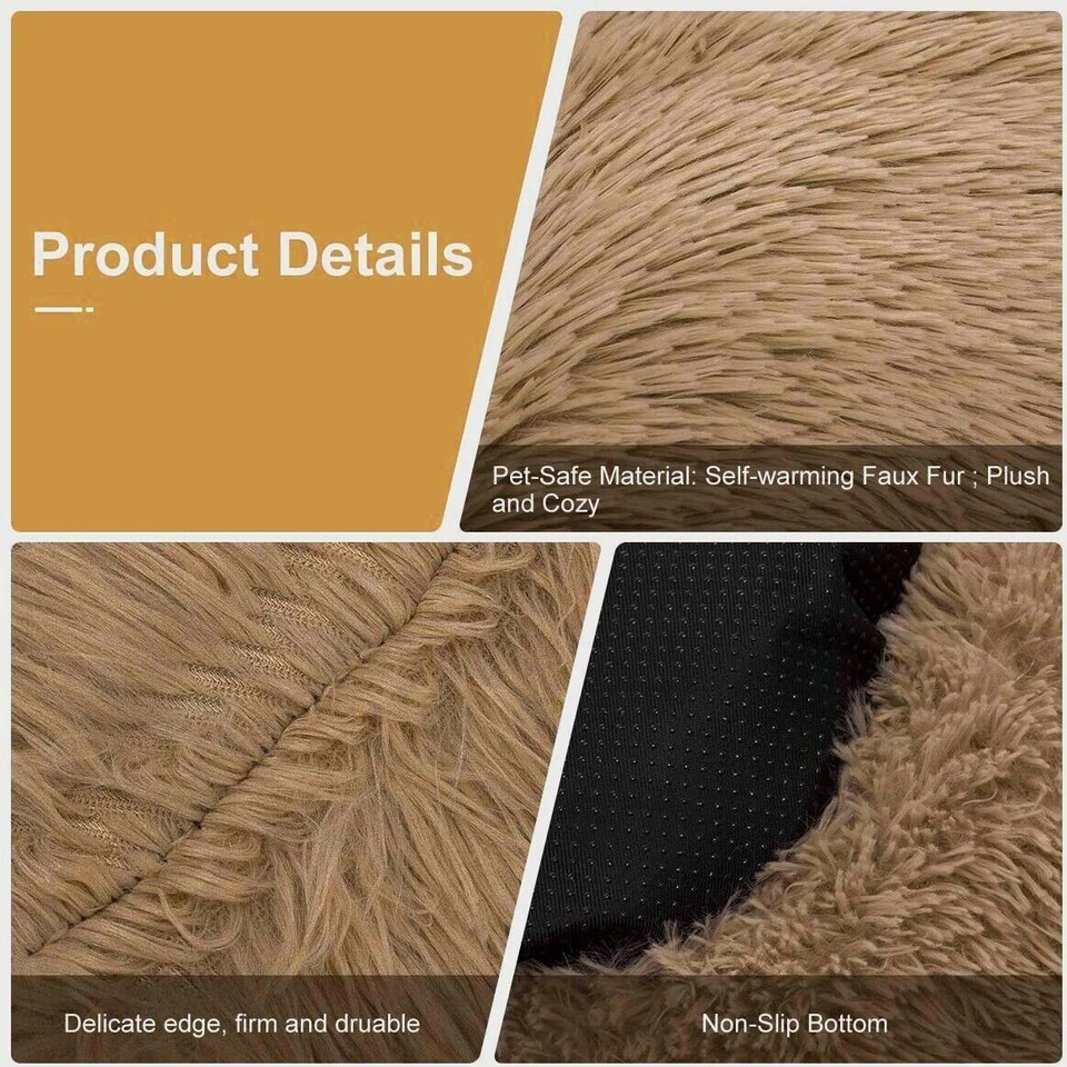 Long Plush Dog Bed Soft Fluffy Pet Bed Cushion for Samll Large Dog Cat ...