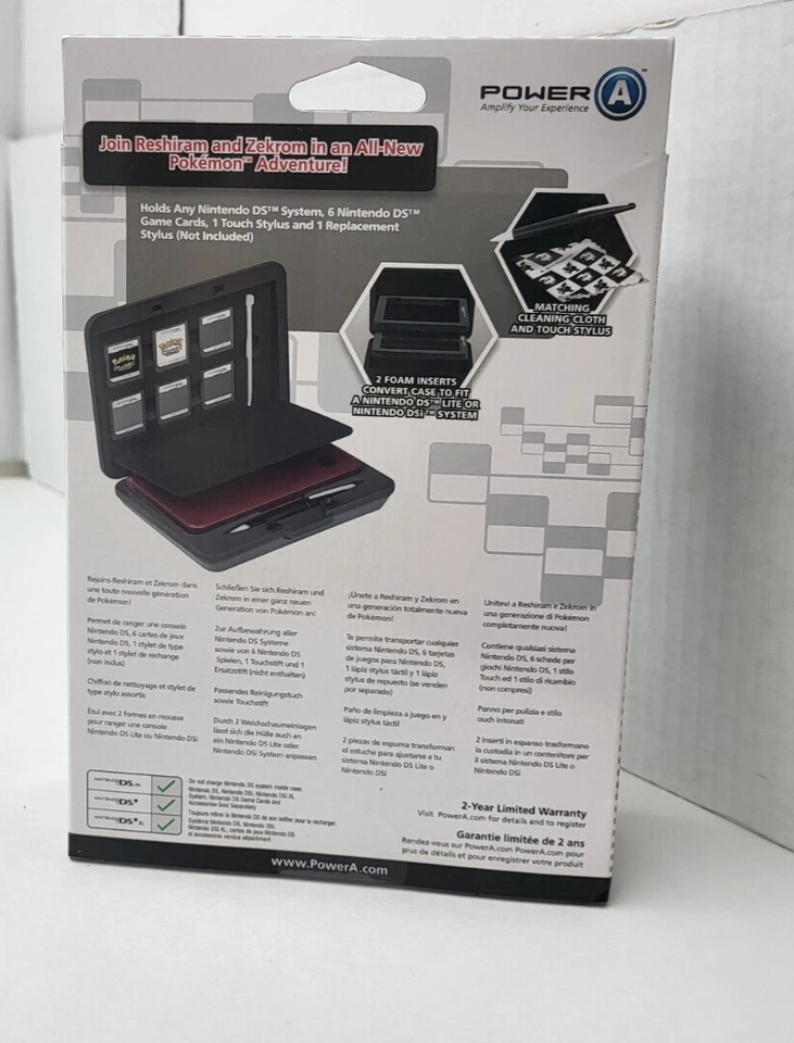 MINT NEW POKEMON BLACK & WHITE HARD SHELL TRAVEL CASE FOR NINTENDO DSI ...