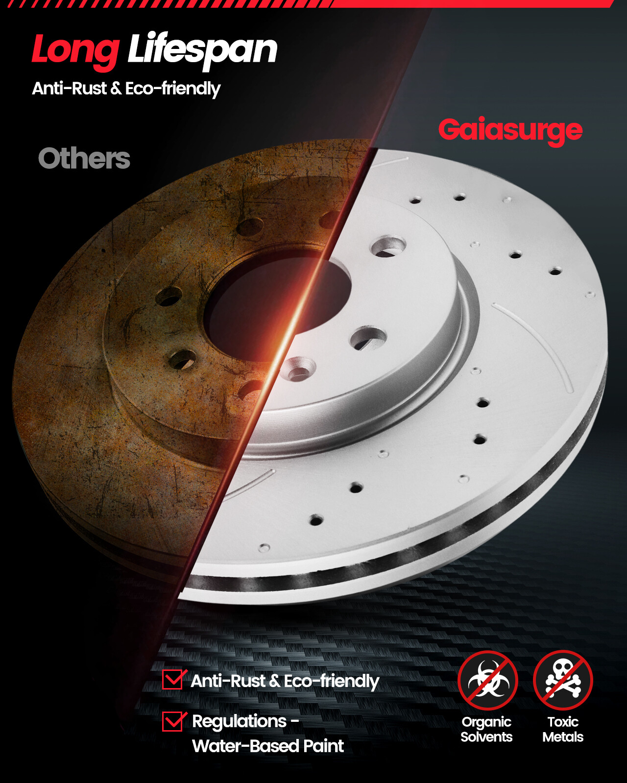 Rear Disc Brake Rotors & Ceramic Pads for 2004-2007 2008 2009 2010 for ...