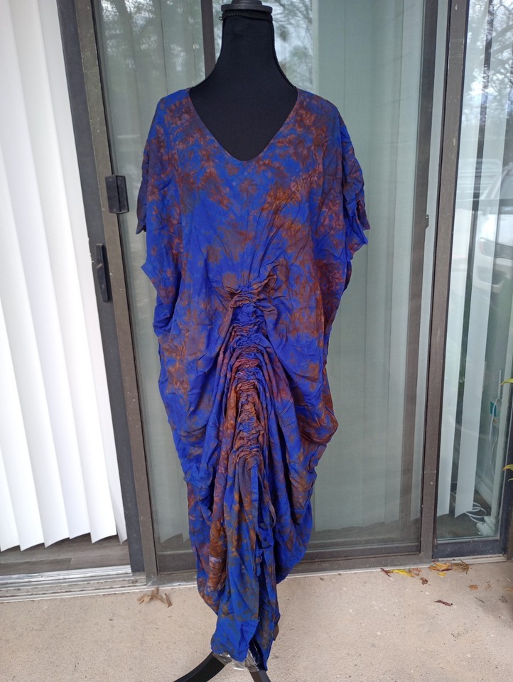 African Dera Kaftan Dress Tie Dye One Size Multi Color | eBay