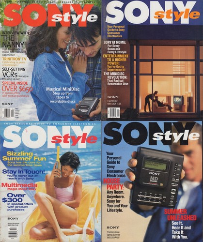 (4) Sony Style magazines 1993 1994 1995 MD Walkeman MiniDisc Trinitron ...